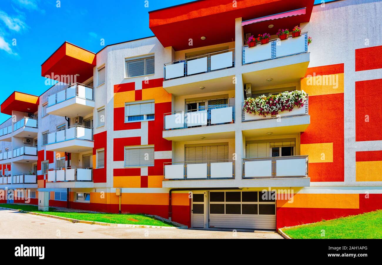 Modern residential apartment house in Maribor Slovenia reflex Stock ...