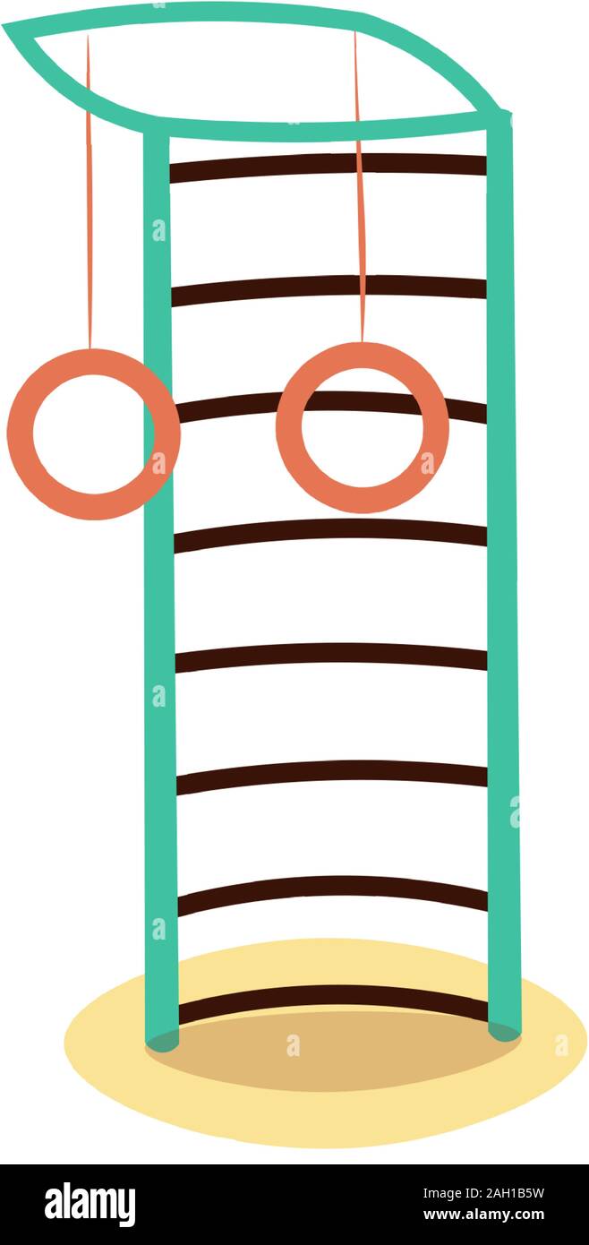 Cute vector cartoon illustration of home sport wall bar with gymnastic ...