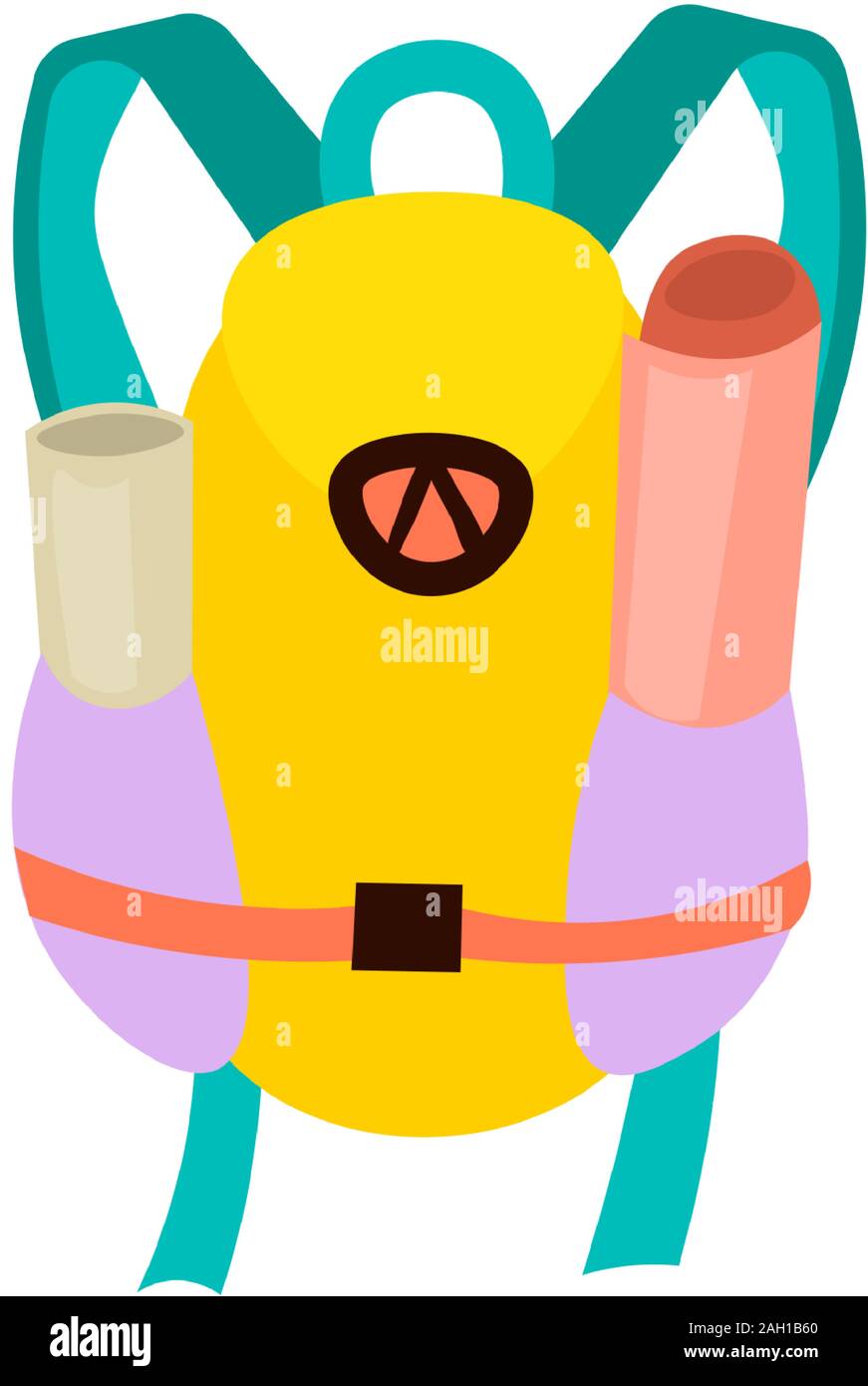 Vector cute cartoon tourist backpack illustration. Back pack tourist ...