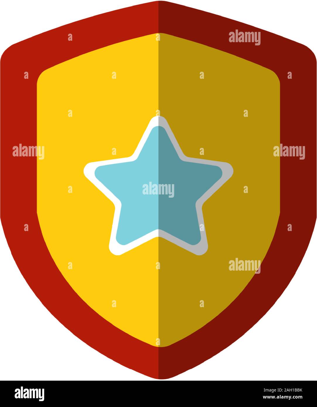 Vector cartoon flat illustration of shield with star emblem on it ...