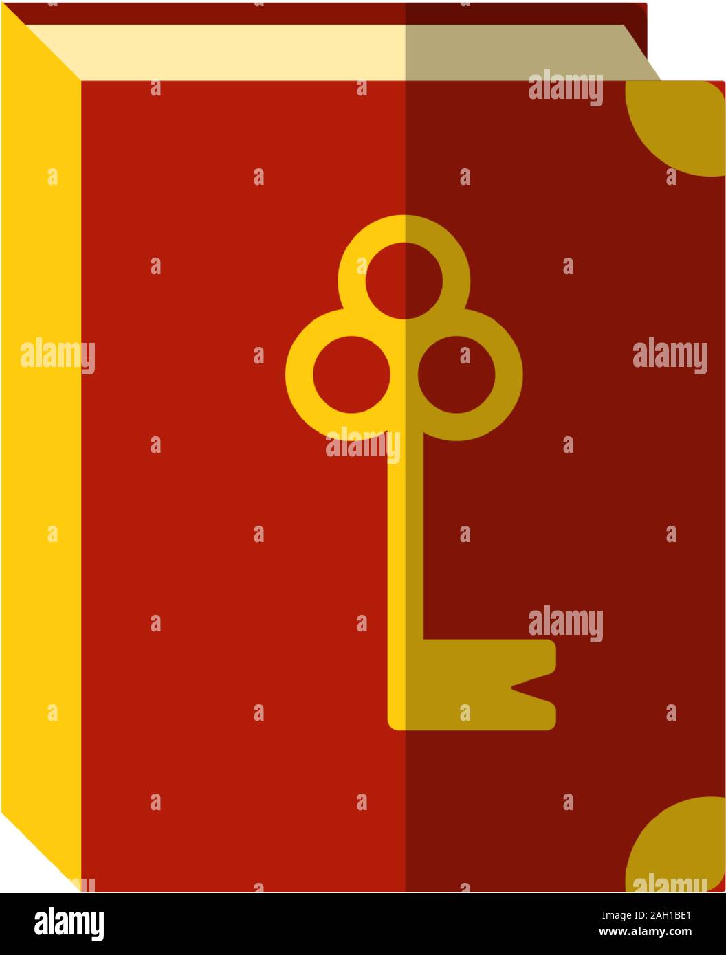 Vector flat and cartoon book icon with metal gold book corners and gold ...