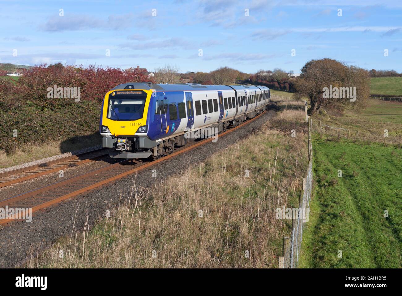 Arriva Northern rail class 195 train passing Lindle In Furness on the ...