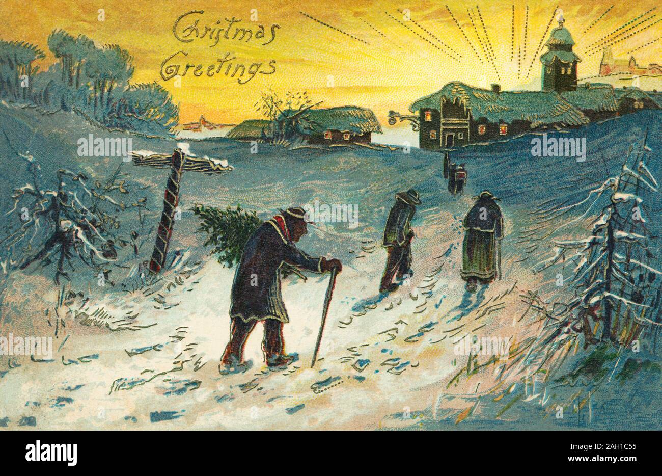Villagers walking on a snowy day (1907) from The Miriam and Ira D ...