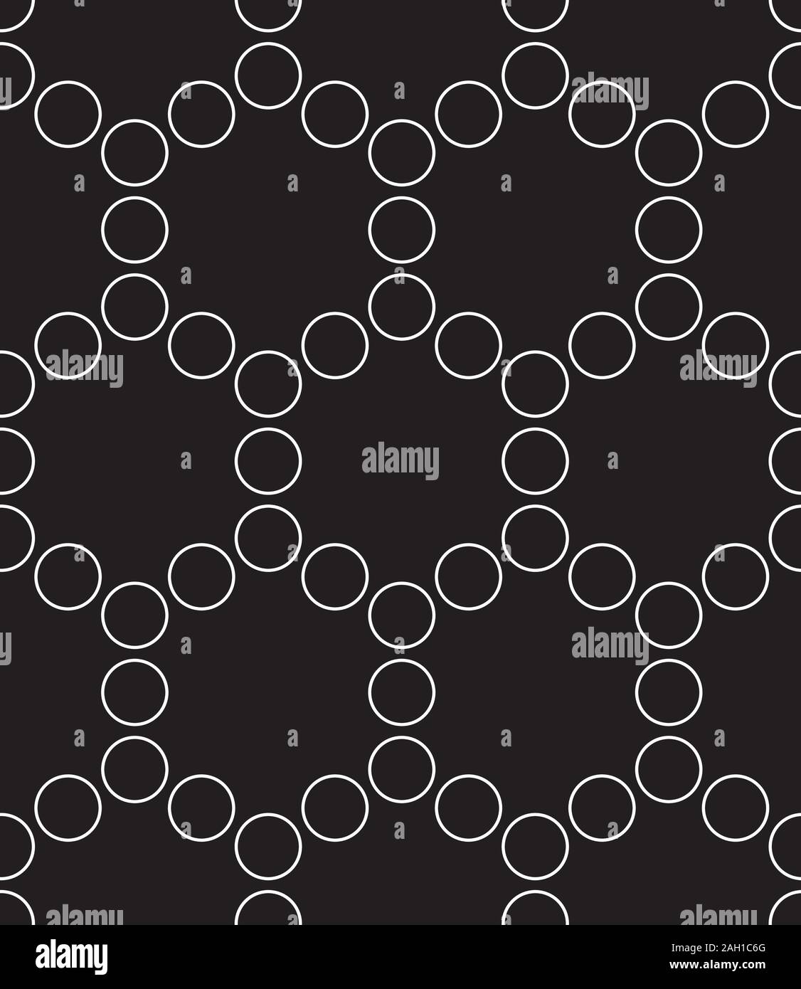 Line art hexagonal circles seamless pattern. Black and white vector ...