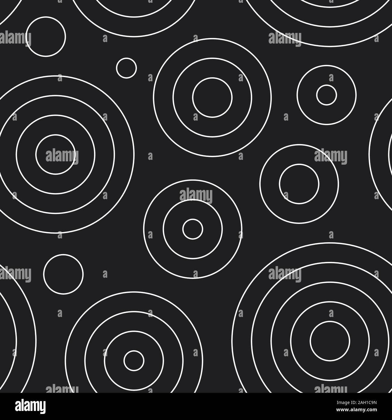 Line art rain ripple seamless pattern. Black and white vector tileable ...