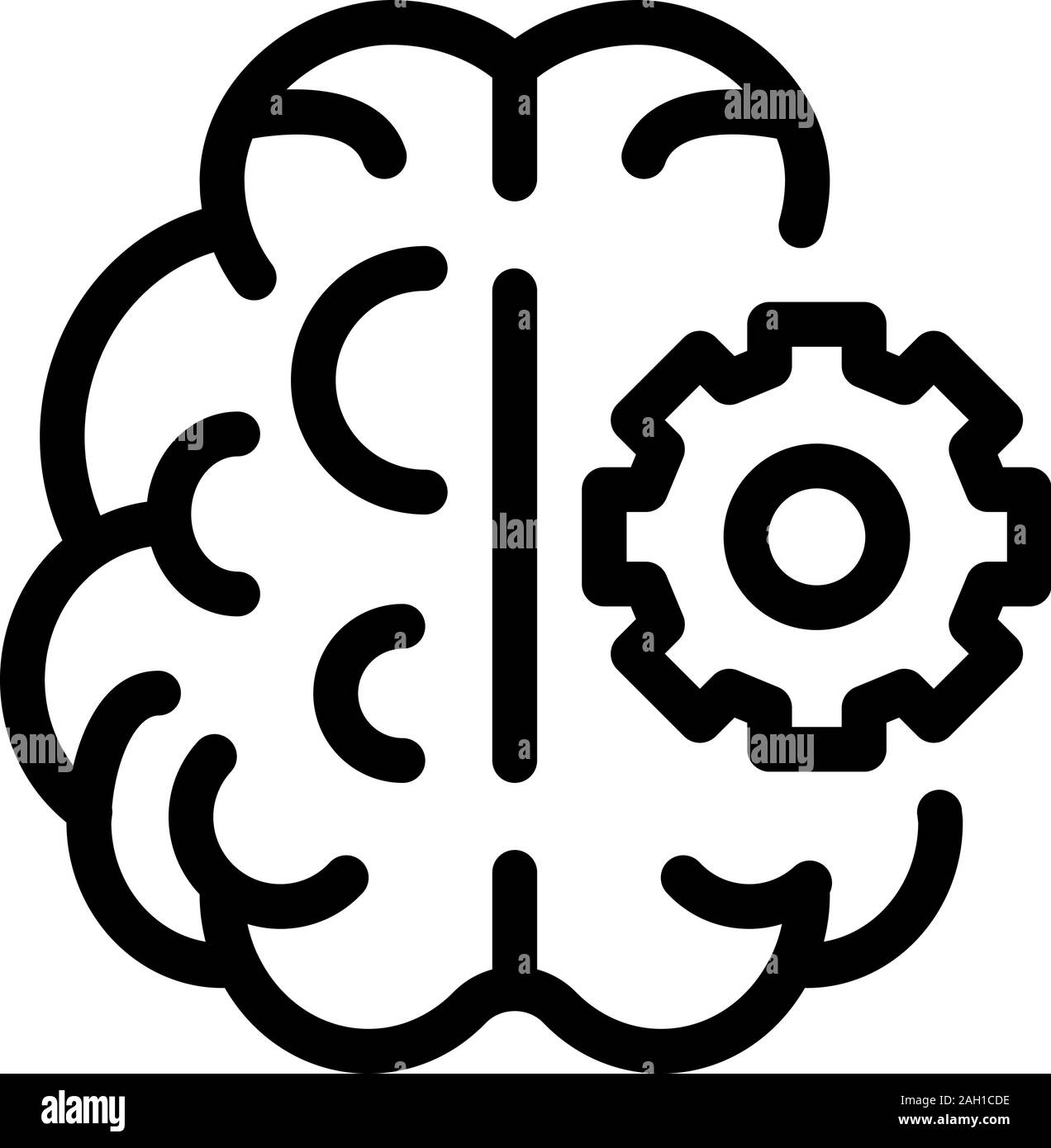 Brain And Mechanism Gear Icon Outline Illustration Stock Vector Image ...