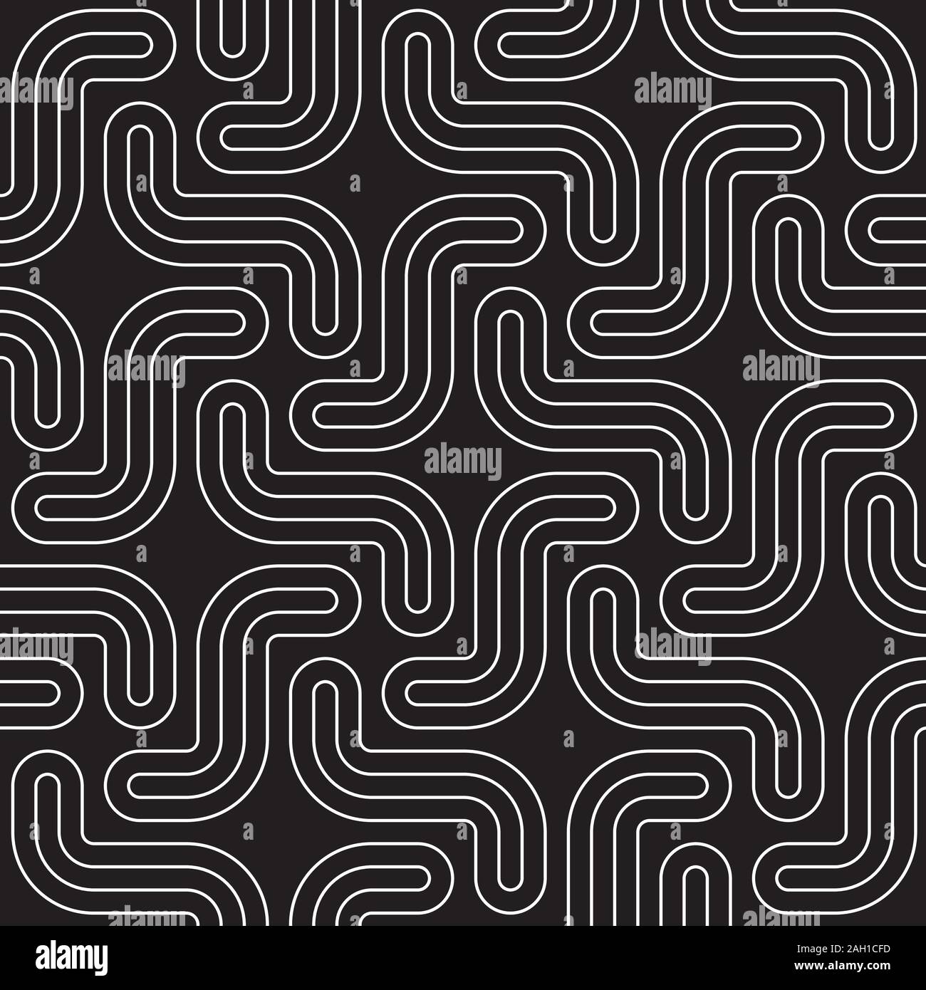 Line art modern seamless pattern. Black and white vector tileable ...