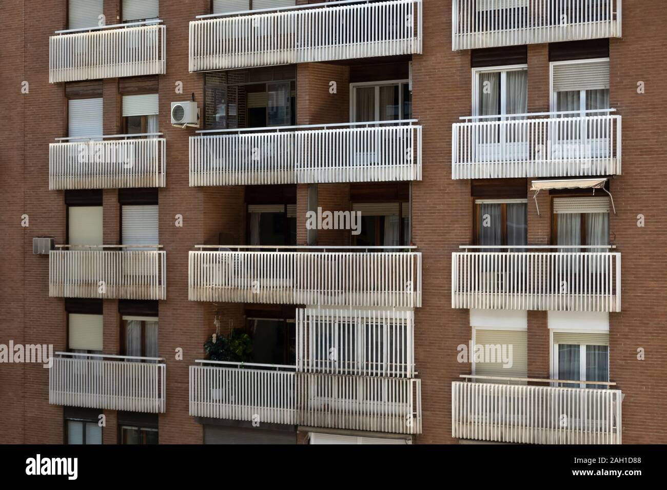 Common apartment block building in Madrid Spain. Architectural ...