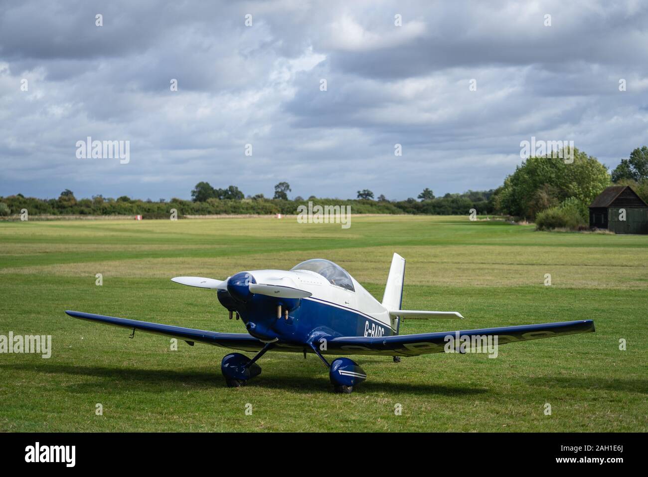 OLD WARDEN, BEDFORDSHIRE, UK ,OCTOBER 6, 2019.Small airplane ready to ...