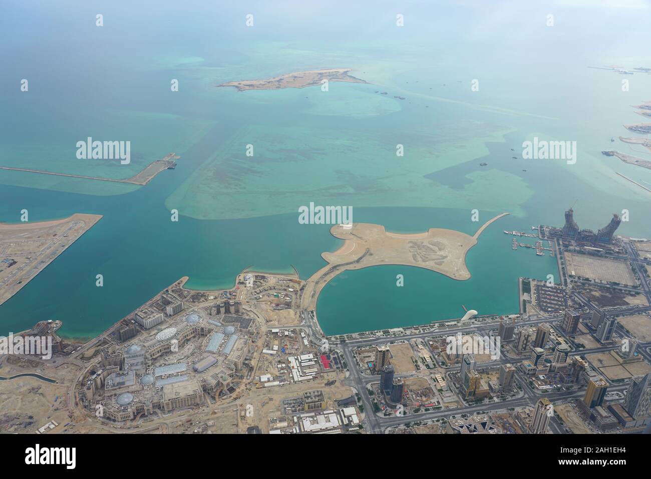 DOHA, QATAR -13 DEC 2019- Aerial view of the construction of the Katara ...