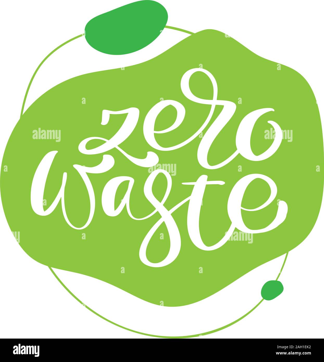 Zero Waste trendy green logo. Calligraphic vector text icon, sign or ...