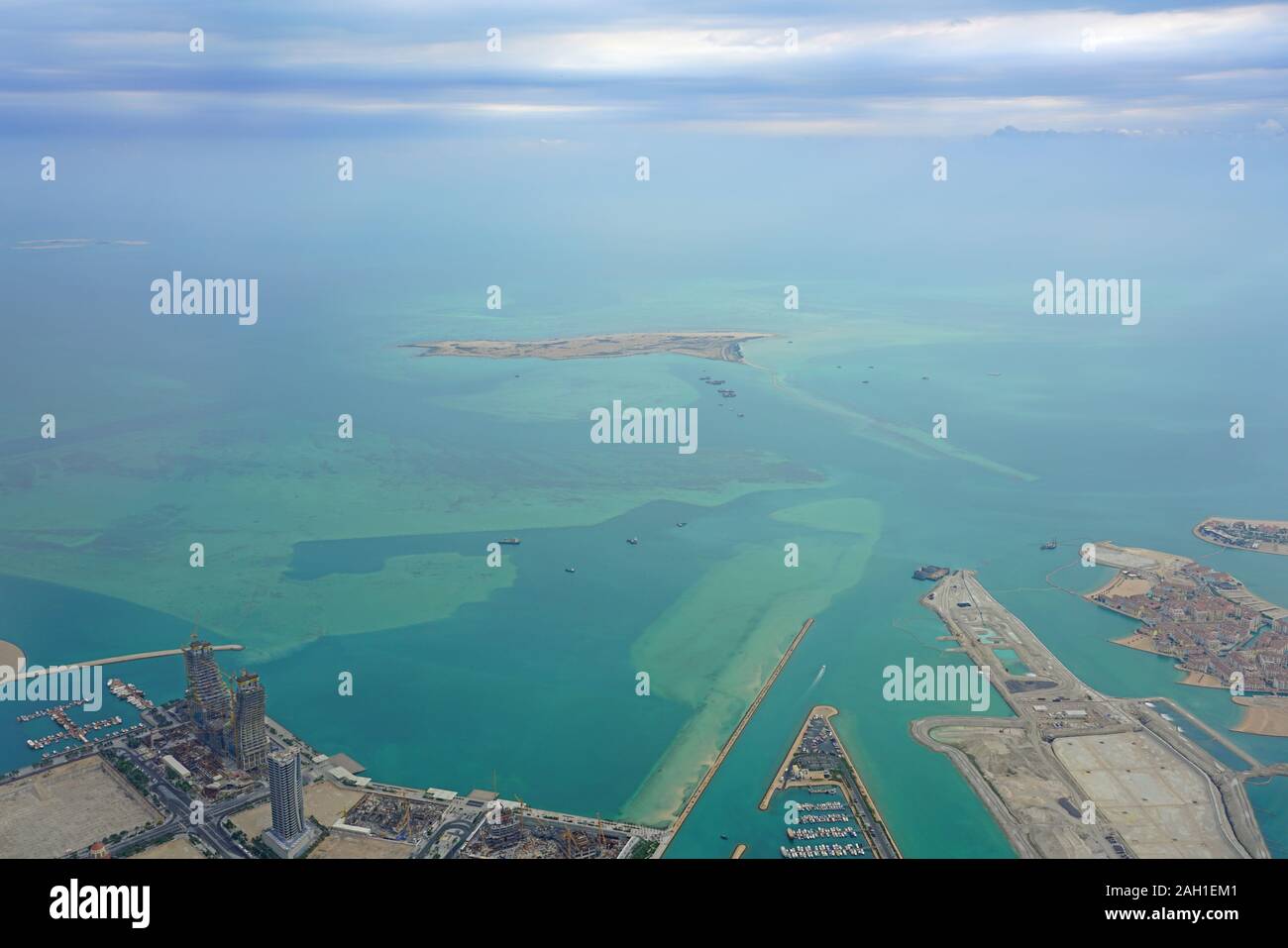 DOHA, QATAR -13 DEC 2019- Aerial view of the construction of the Katara ...