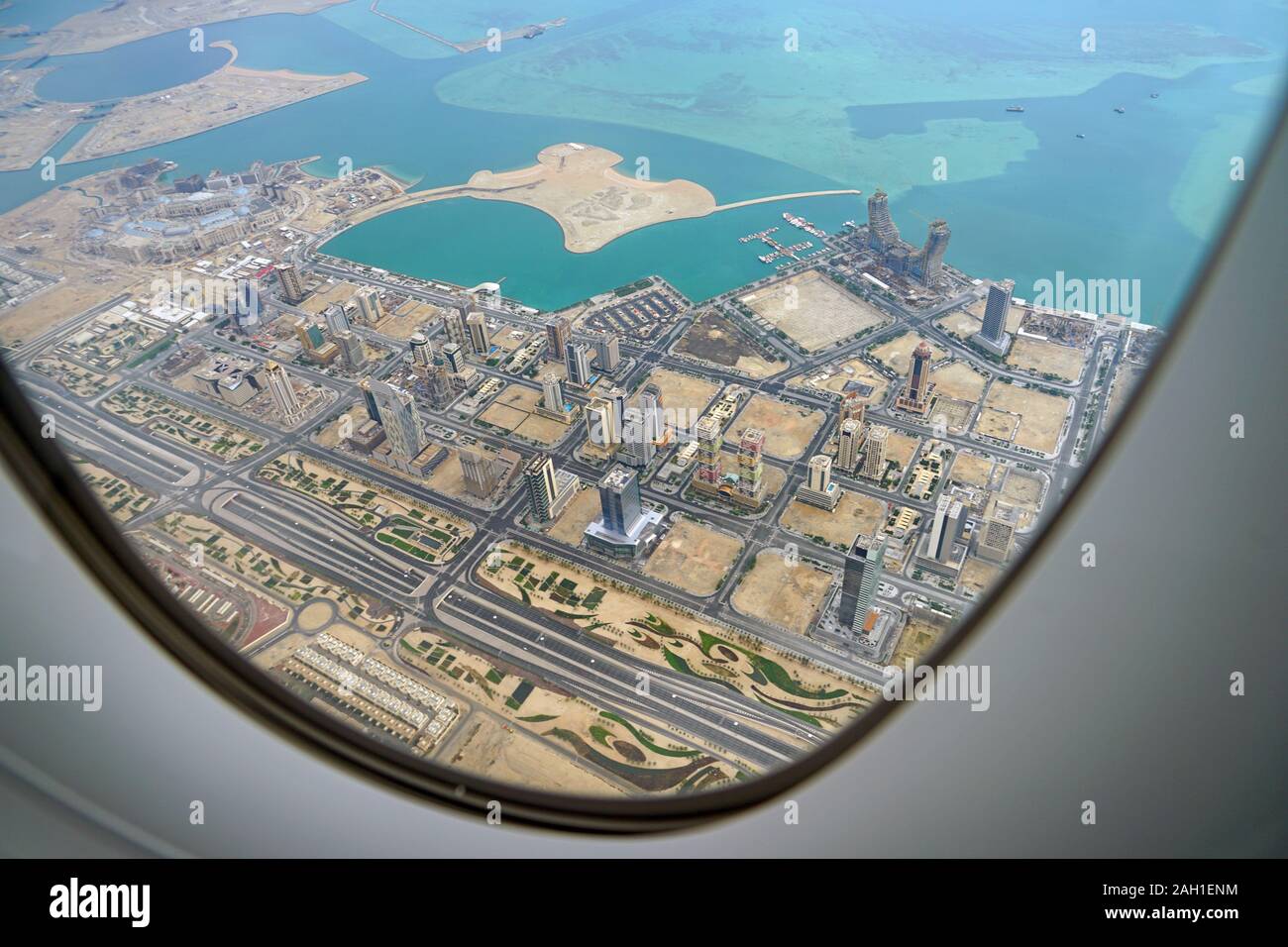 DOHA, QATAR -13 DEC 2019- Aerial view of the construction of the Katara ...