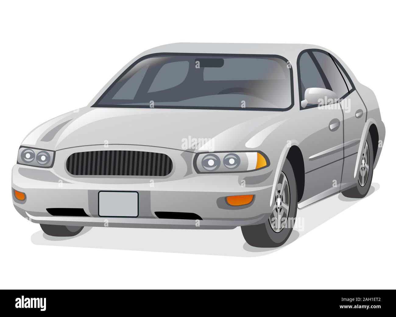illustration of the silver car sedan on the white background Stock ...