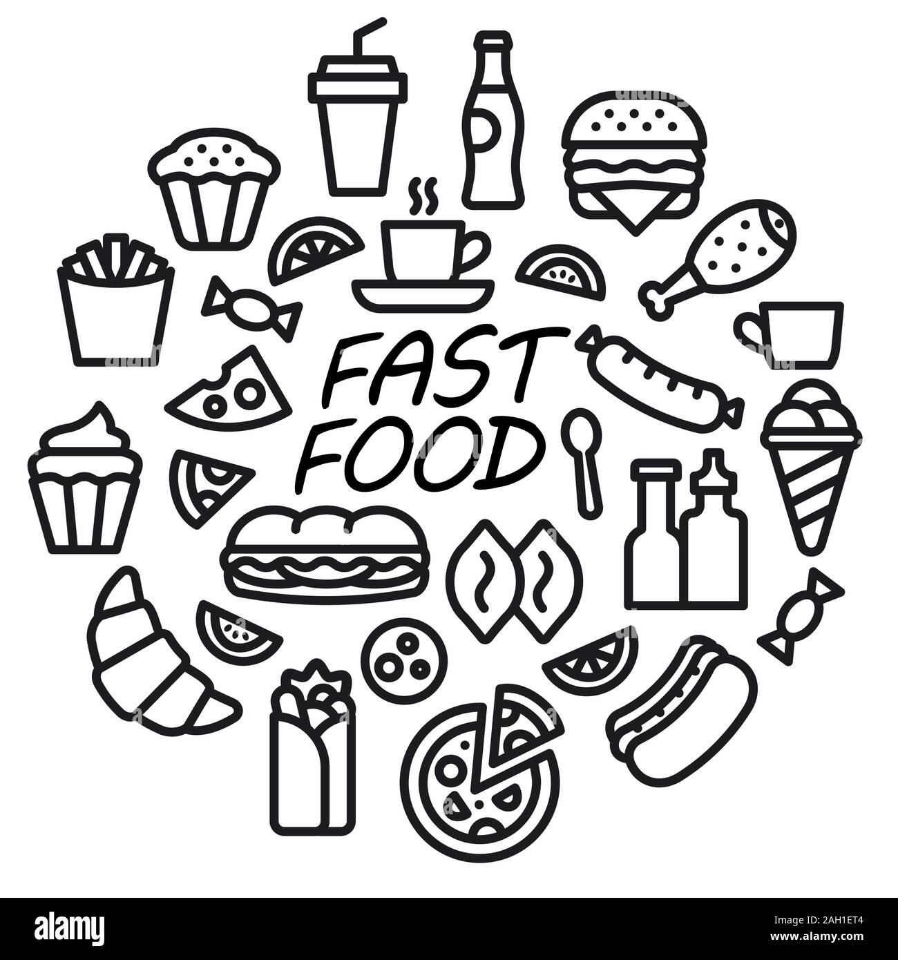 illustration of concept fast food icon and sign Stock Vector Image ...