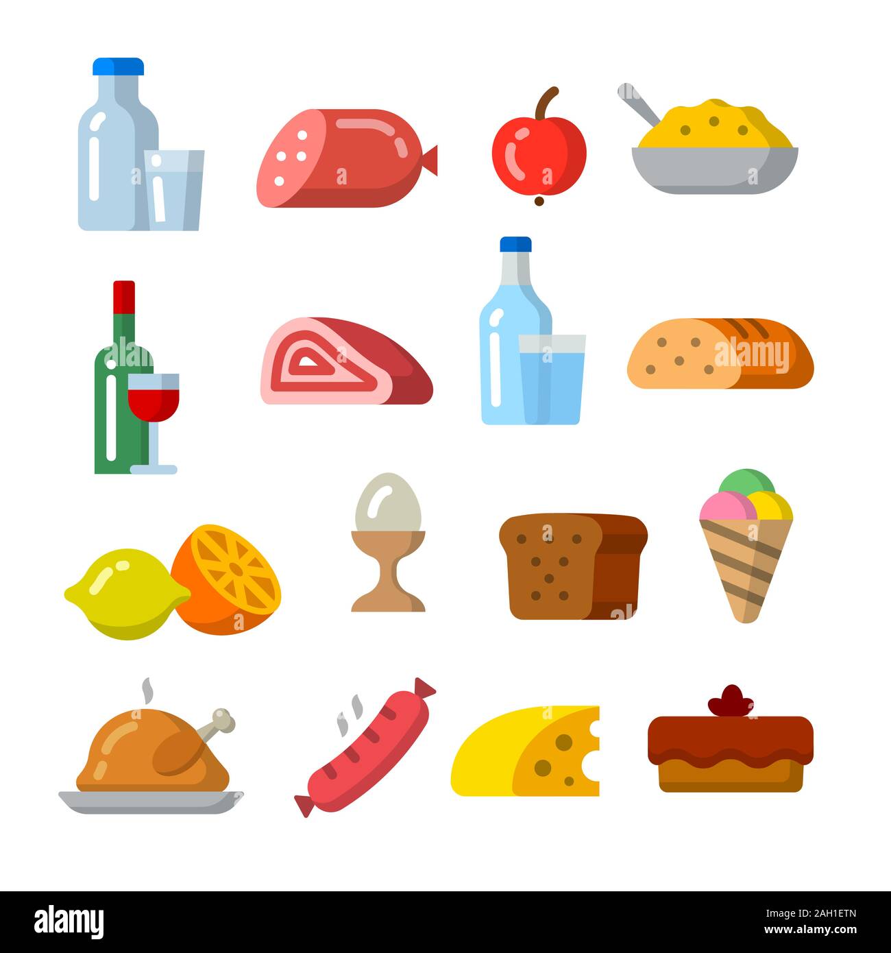 illustration of the food products and meals minimal icons Stock Vector ...