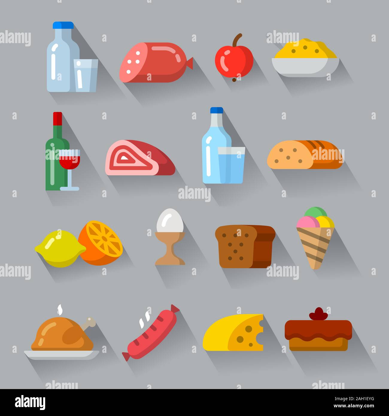 illustration of the food products and meals minimal icons Stock Vector ...