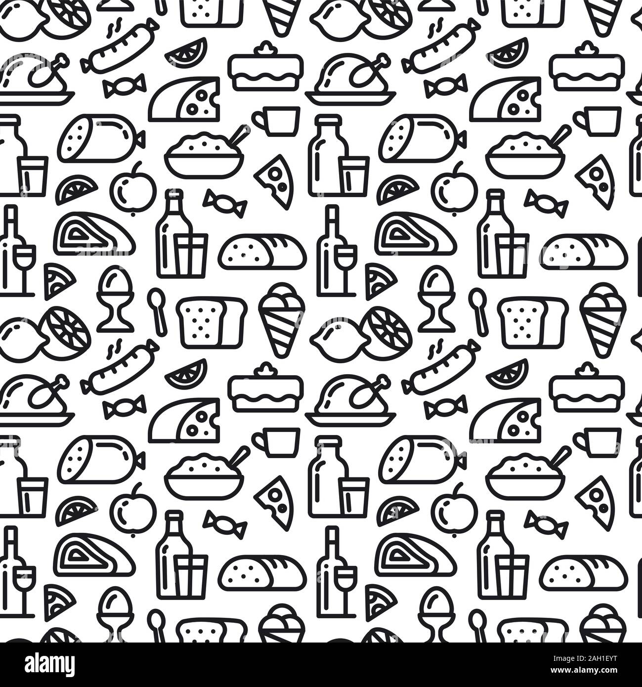 illustration of the meal and food seamless pattern Stock Vector Image ...