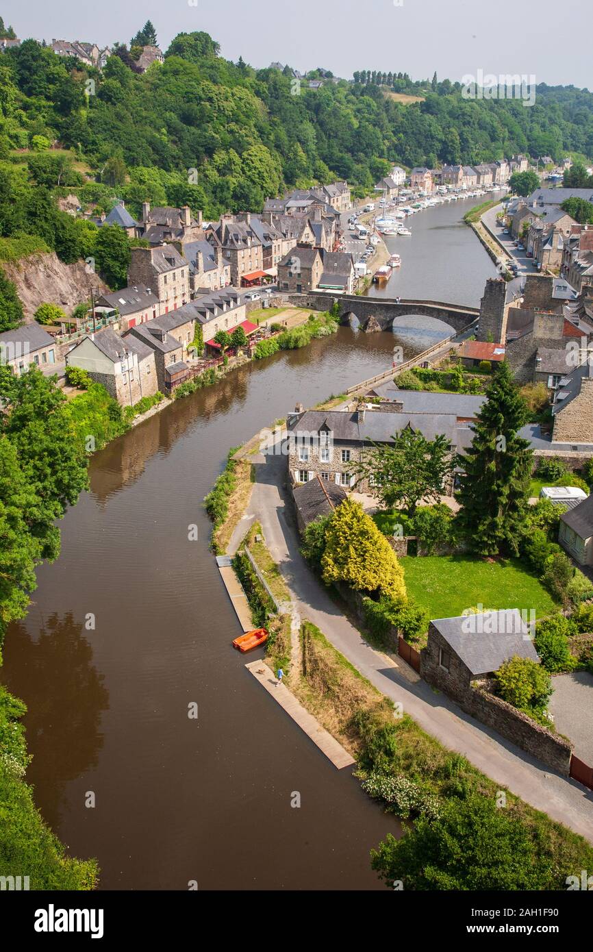 Aerial vertical view of Port of Dinan, Brittany, France Stock Photo - Alamy