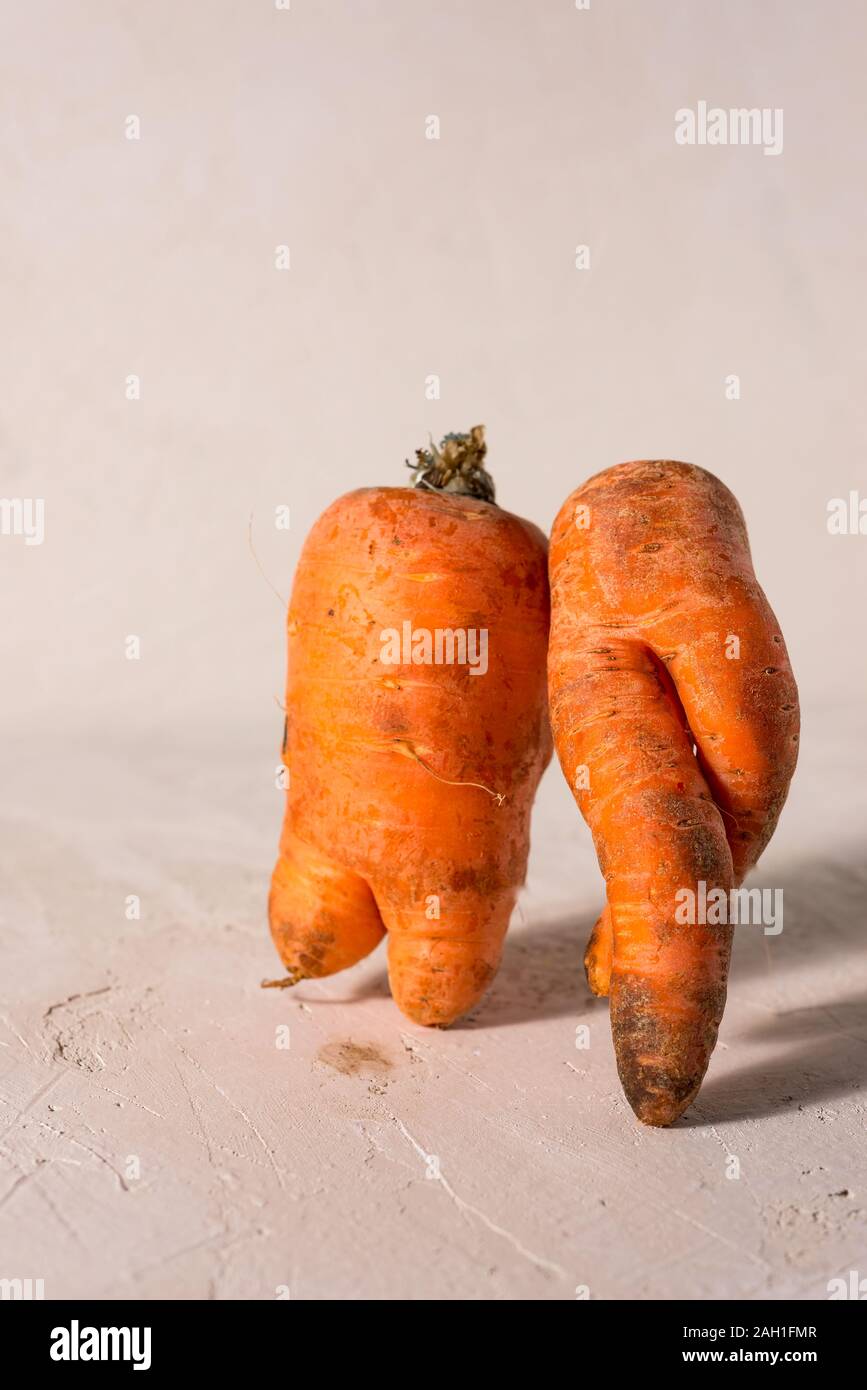 ugly vegetables, carrots on a light background.funny monster carrot The ...