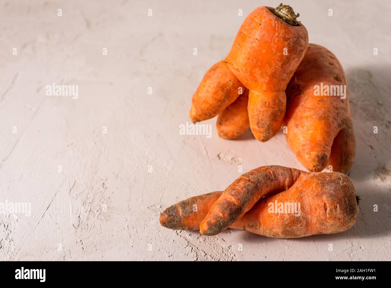 ugly vegetables, carrots on a light background.funny monster carrot The ...