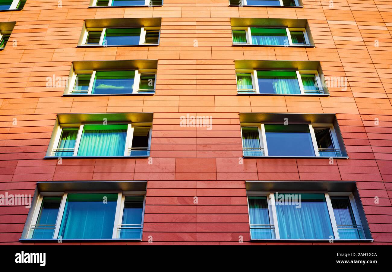 Windows of modern apartment house building architecture of Berlin ...