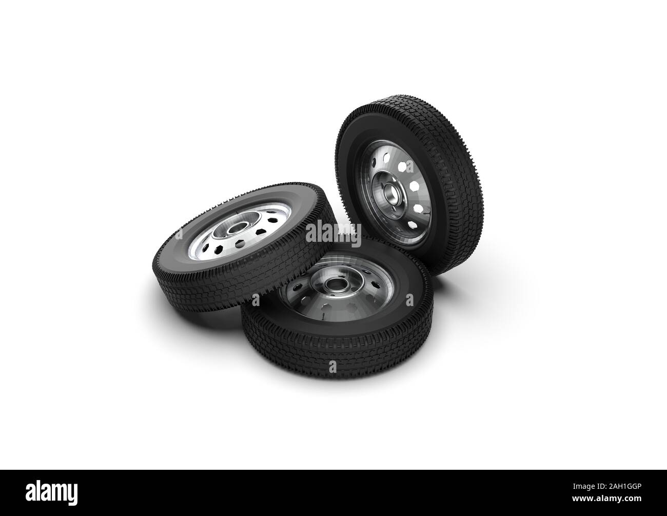 Car Wheel Isolated on White, 3D Rendering Stock Photo - Alamy