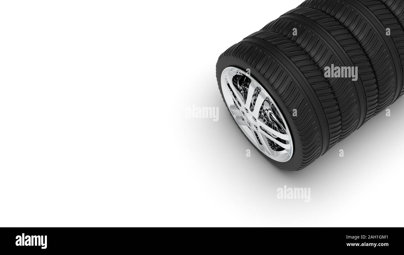 Car Wheel Isolated on White, 3D Rendering Stock Photo - Alamy