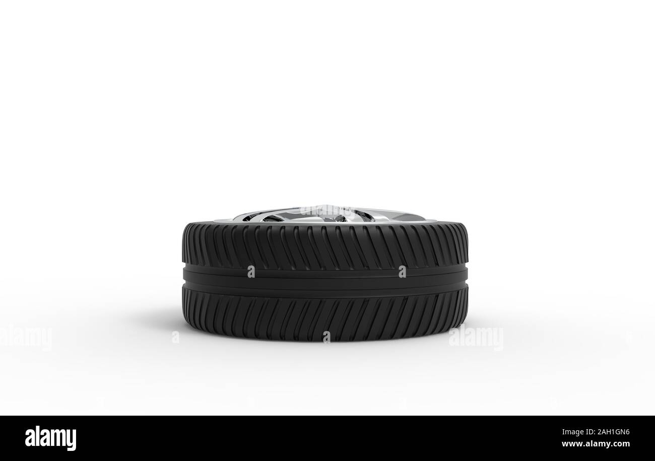 Car Wheel Isolated on White, 3D Rendering Stock Photo - Alamy