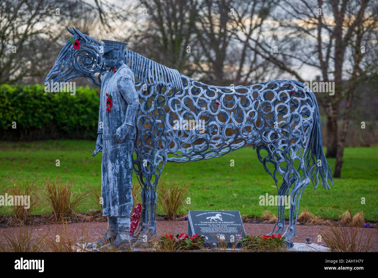 Pershore Warhorse Memorial in the Abbey Park grounds, Pershore, England ...