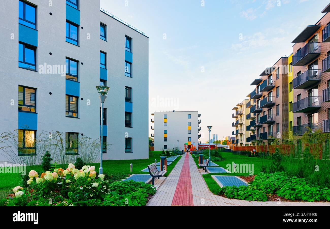 Residential apartment home complex block architecture outdoor reflex ...