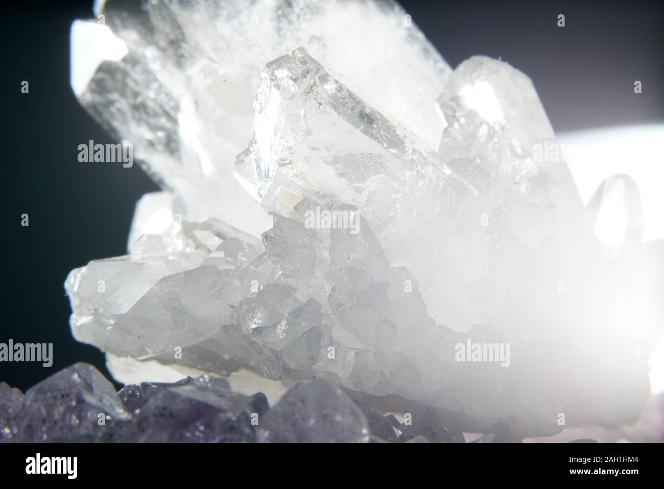 Quartz also called deep quartz with mineral inclusions in the studio in ...