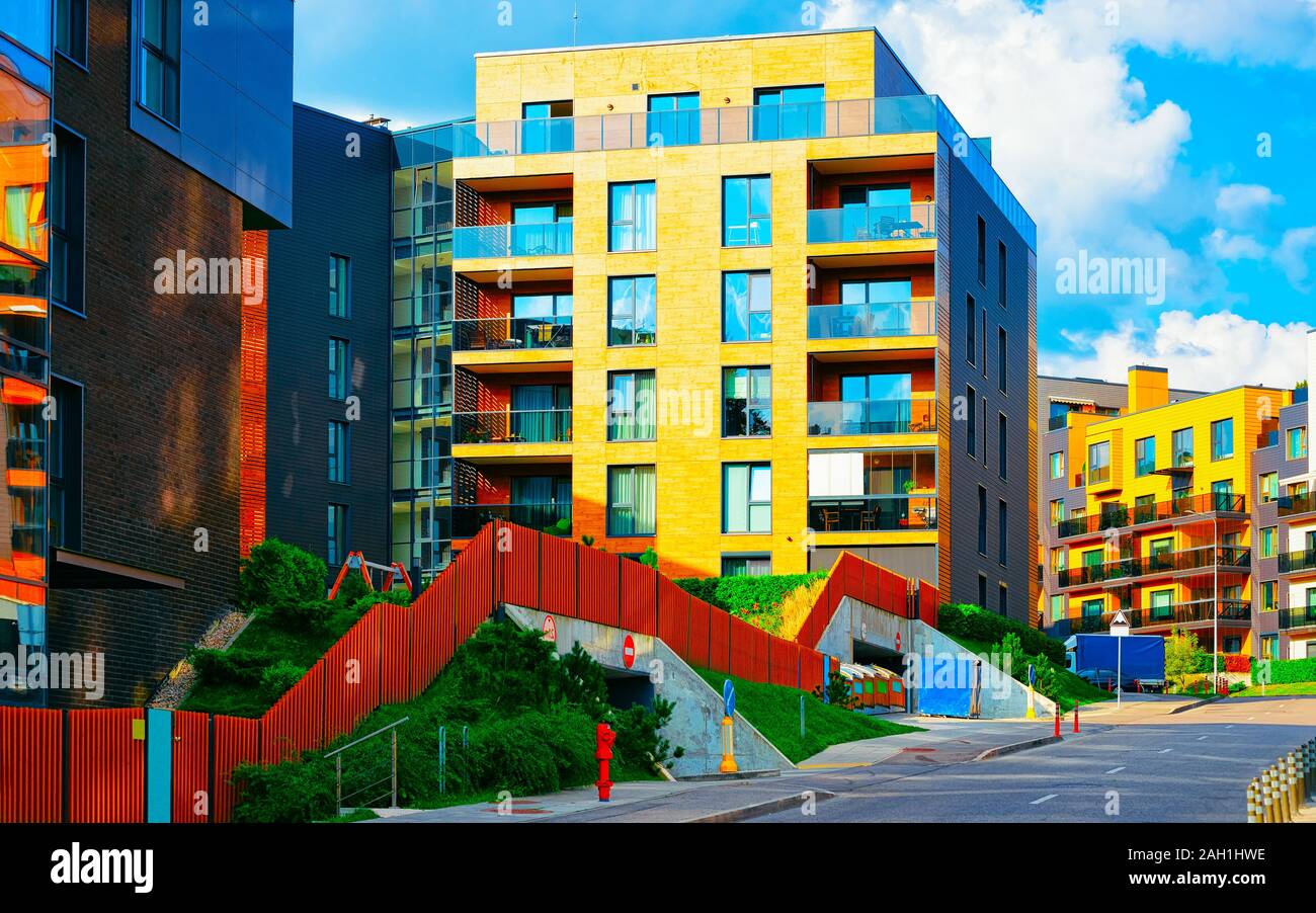 Modern apartment building flat real estate architecture outdoor reflex ...