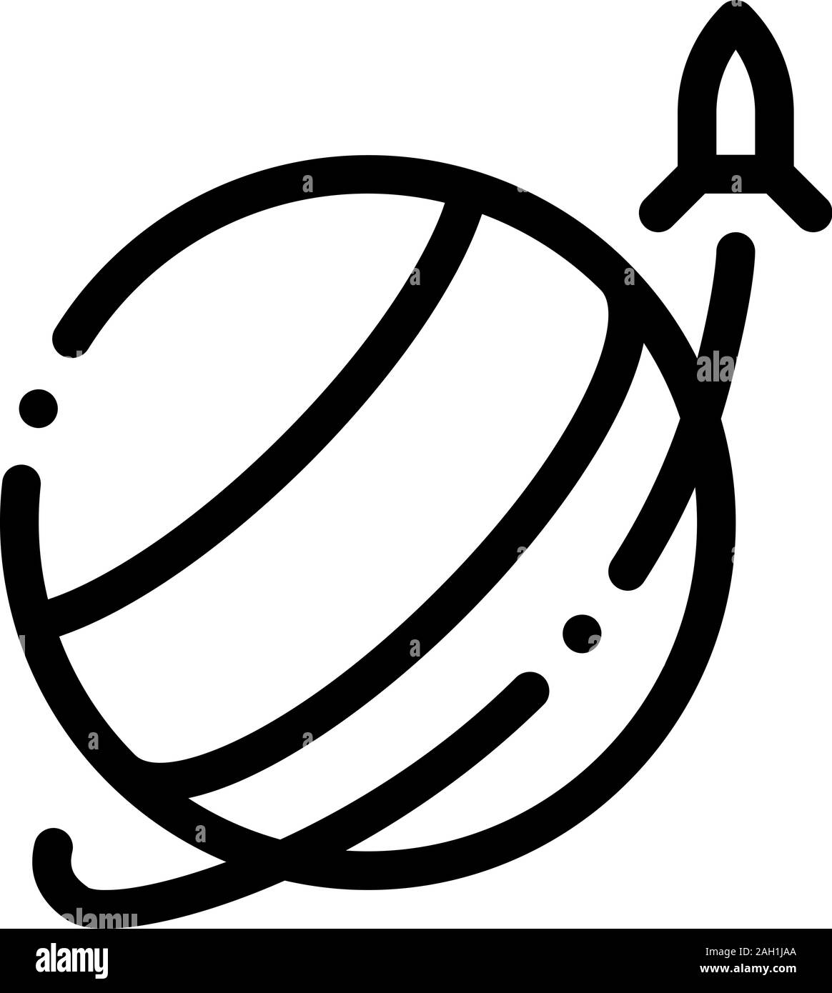 Rocket Fly Round Planet Icon Outline Illustration Stock Vector Image ...