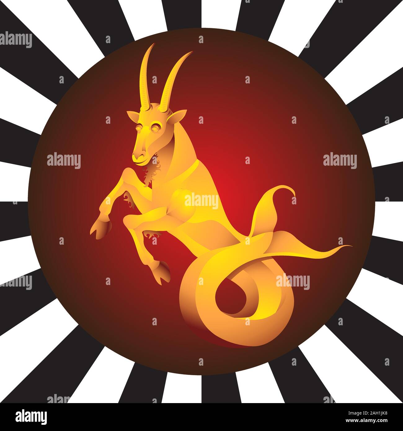 Zodiac sign Capricorn gold on isolated background. Vector image Stock ...