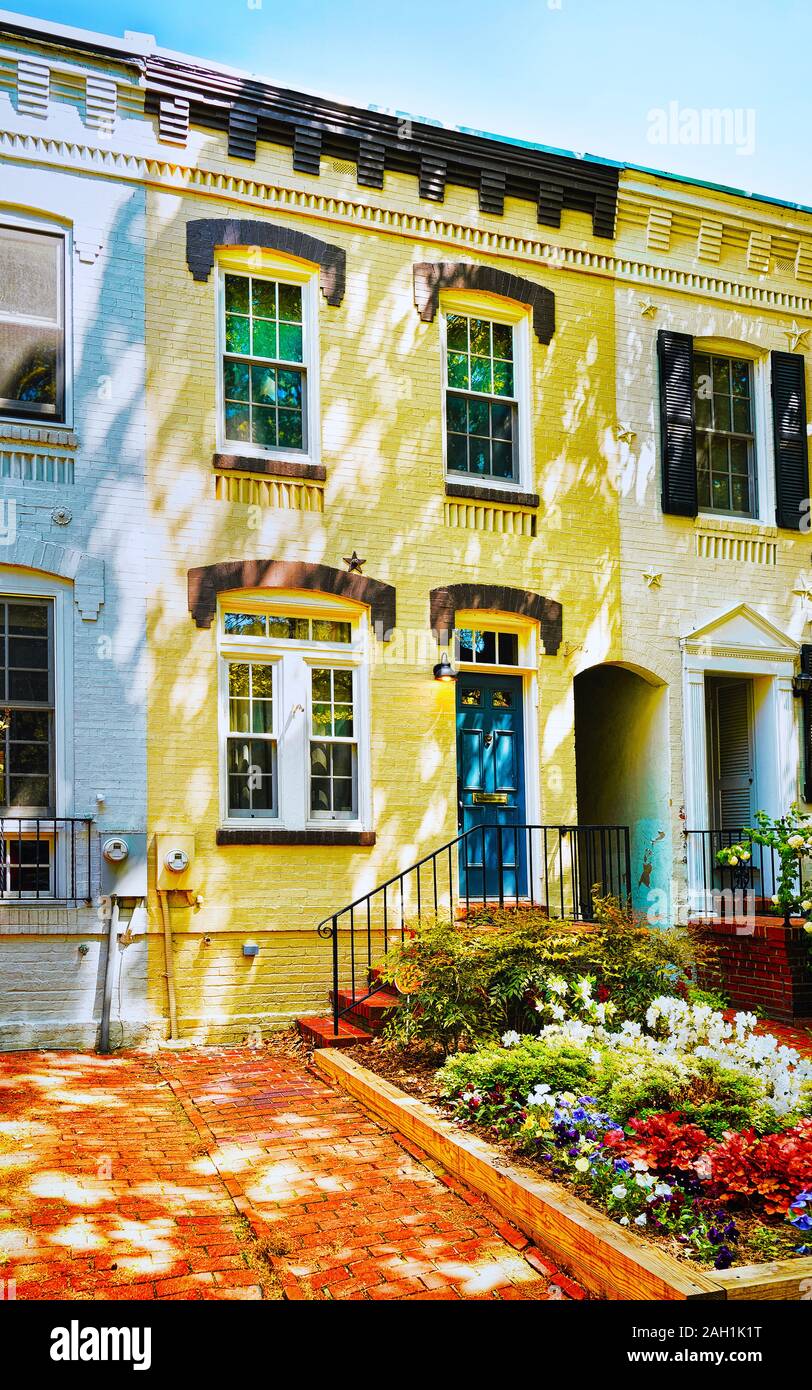 White building pictured in Georgetown neighborhood Washington DC reflex ...