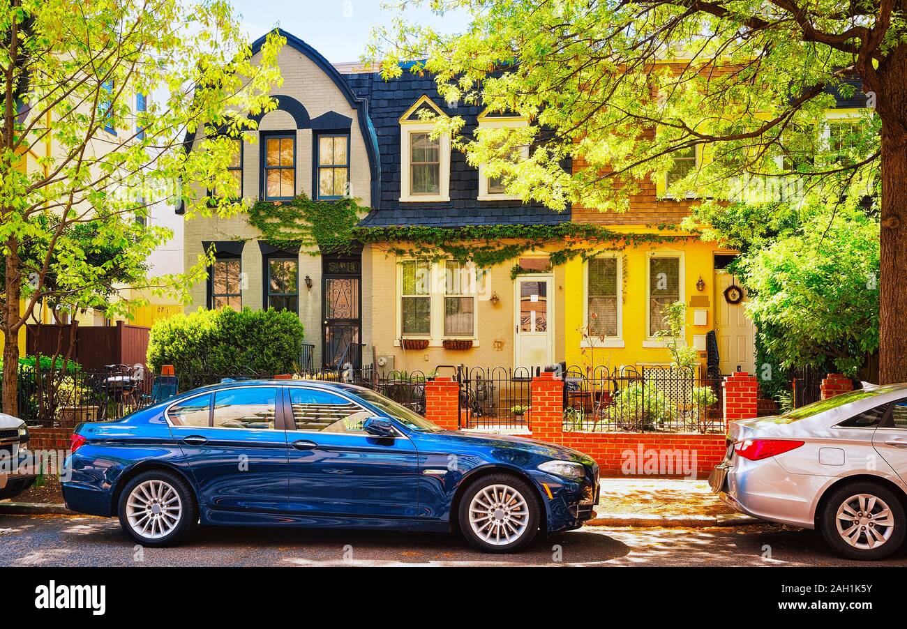 Residential building in Georgetown neighborhood in Washington DC reflex ...
