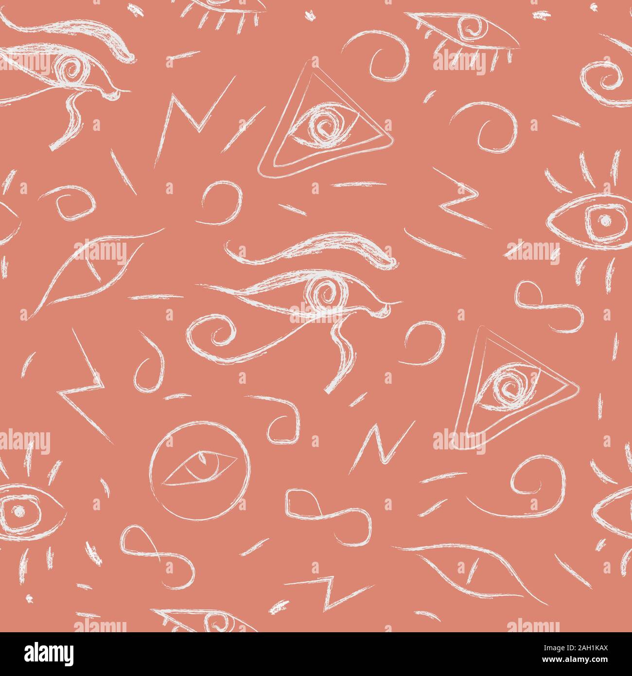Seamless Pattern with Eyes. Hand Drawn, whimsical style. Third Eye ...