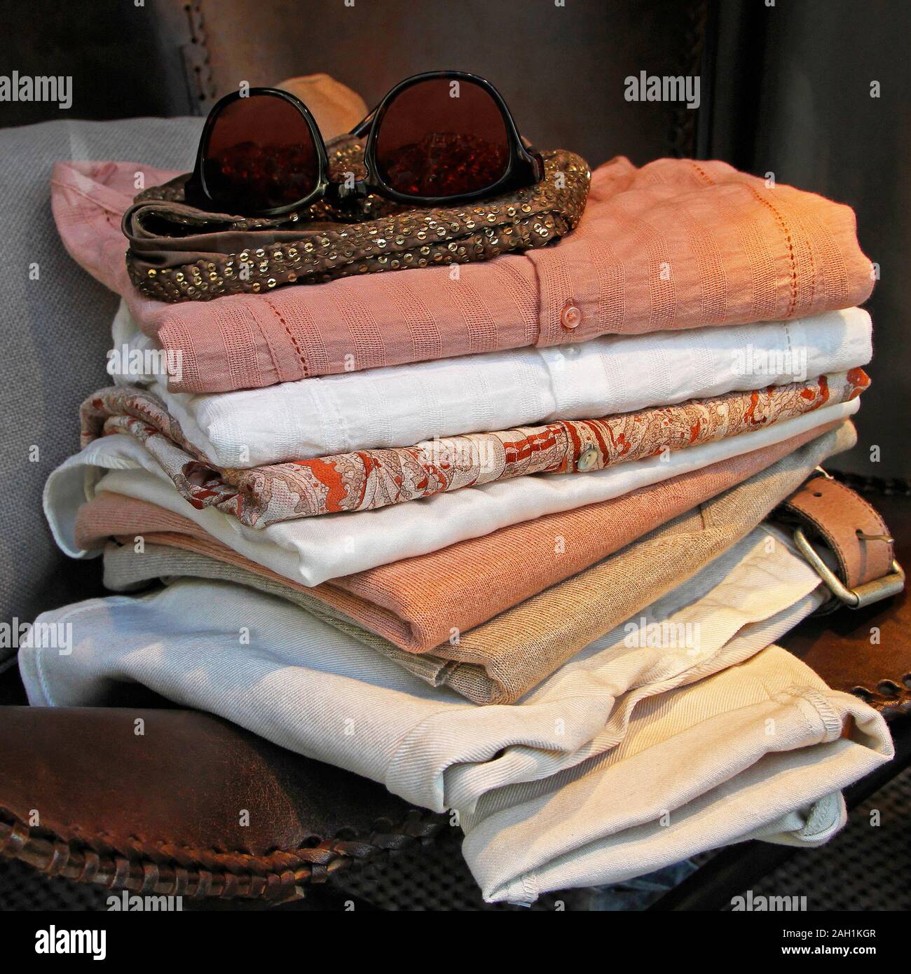 Big Pile of Summer Style Linen Clothing Stock Photo - Alamy