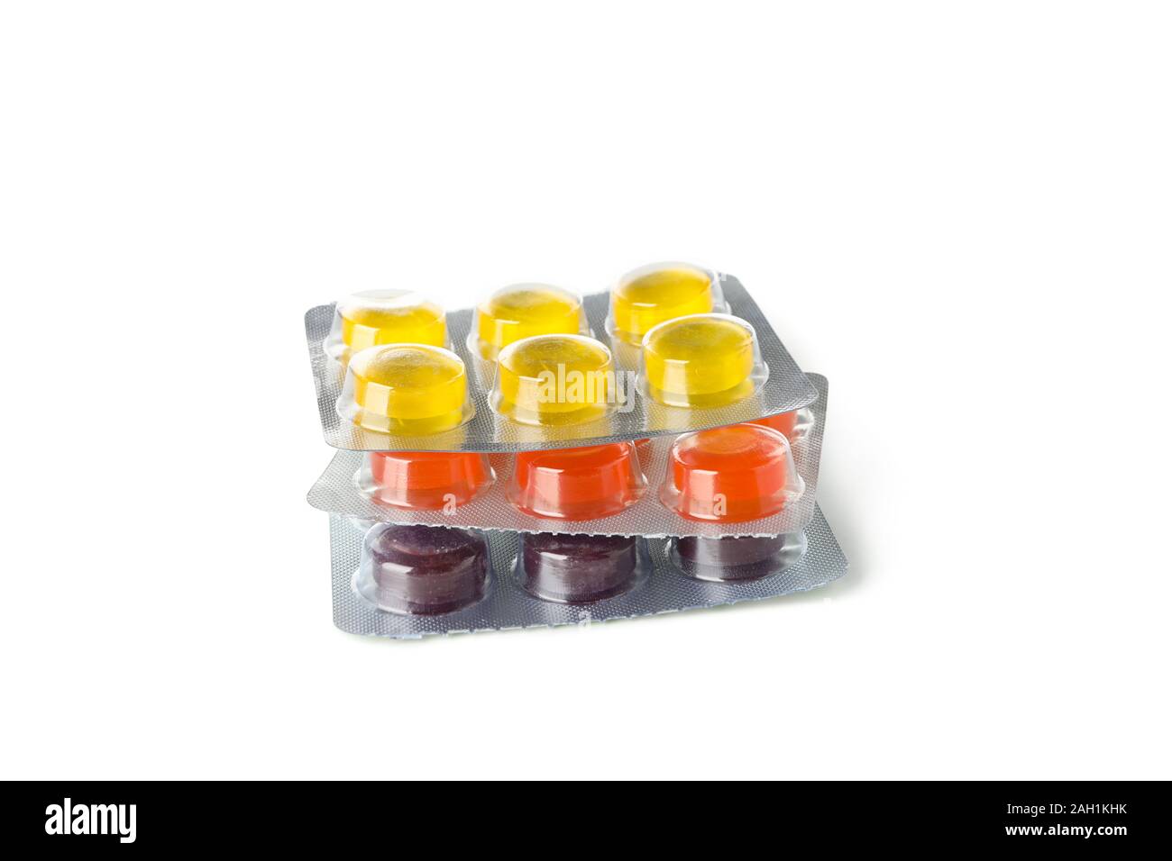 Medical candies in blister pack isolated on white background Stock ...