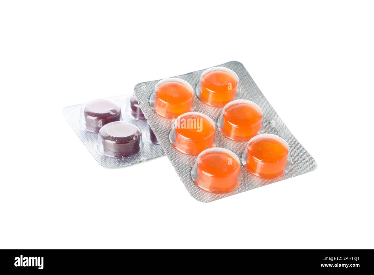 Medical candies in blister pack isolated on white background Stock ...