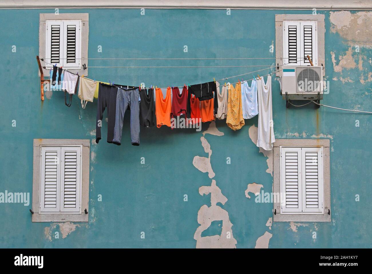 Air Drying Laundry at Outside House Clothes Line Stock Photo - Alamy