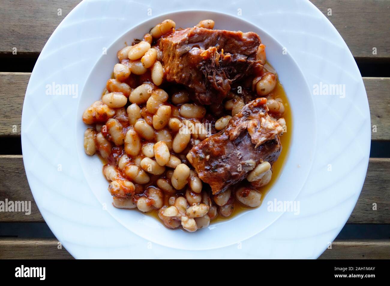 Greek Cuisine. Baked Beans Gigandes with Beef Stock Photo - Alamy
