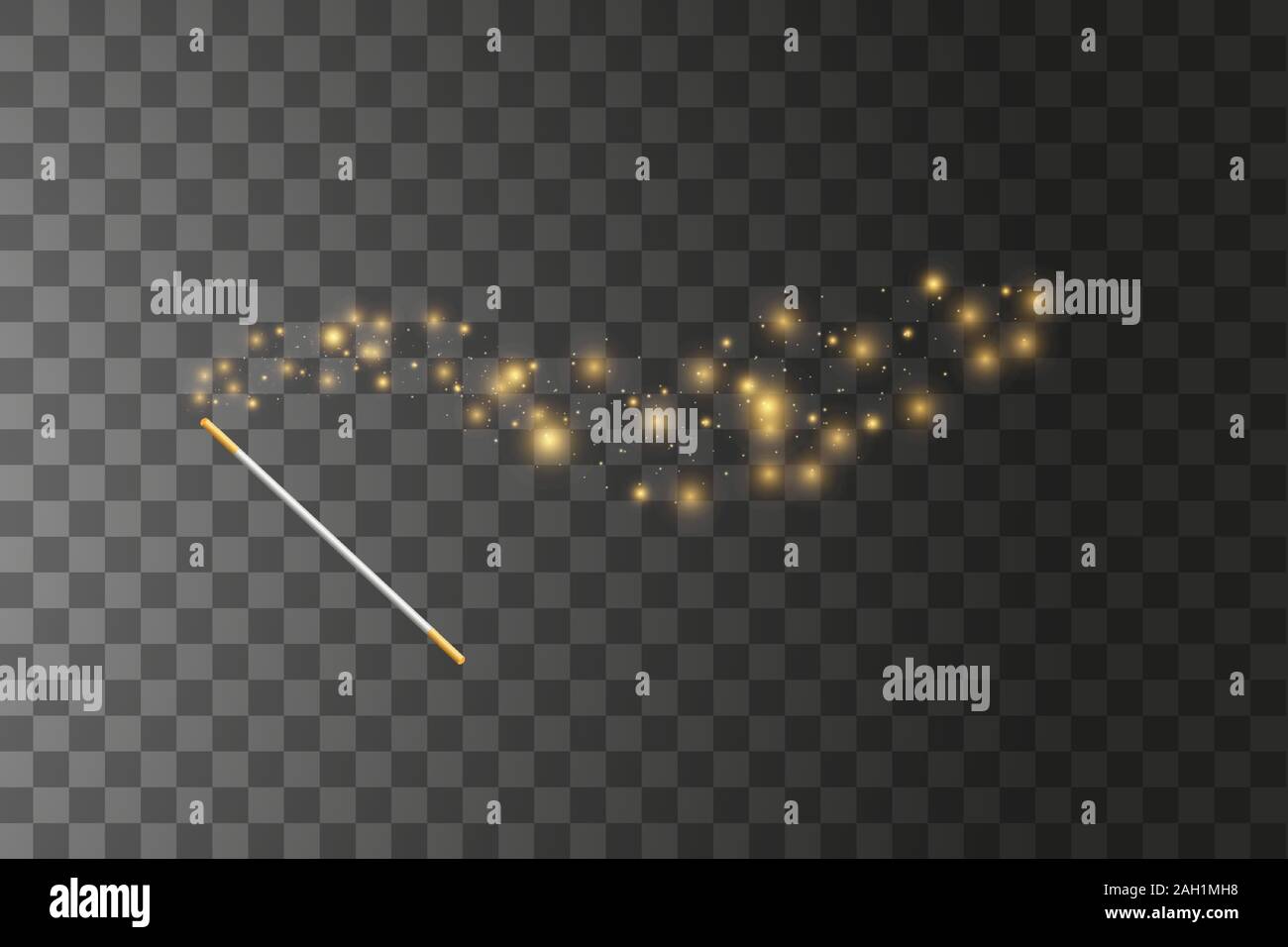 Golden Magic wand. Vector illustration. Isolated on transparent ...