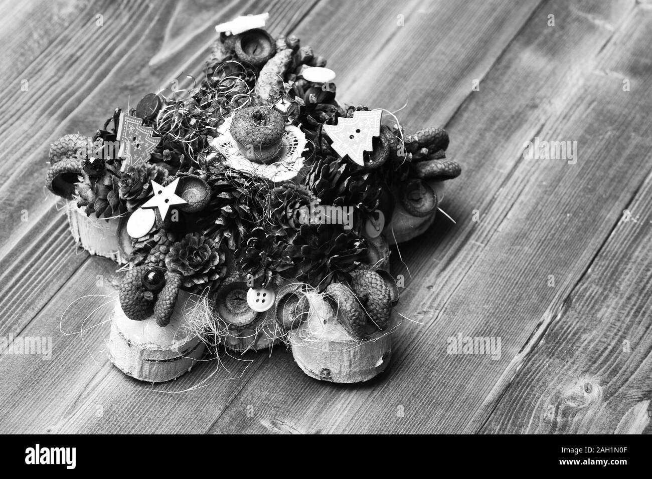 Red christmas decoration elements Black and White Stock Photos & Images ...