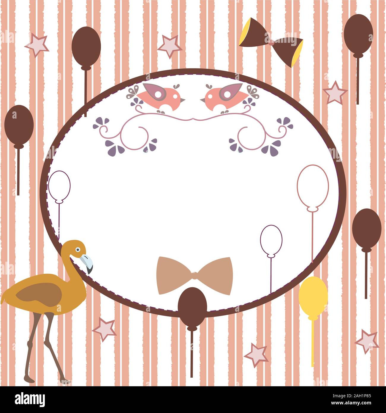 Baby Shower Invitation Card Design with flamingo, festive balloons ...