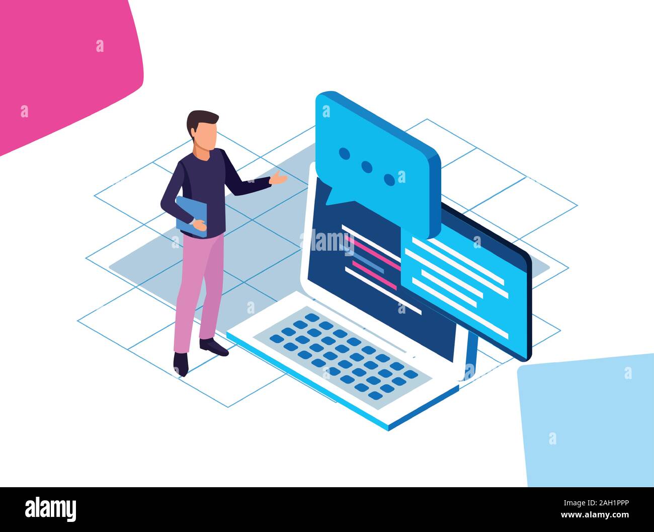 Man laptop speech bubbles Stock Vector Images - Alamy