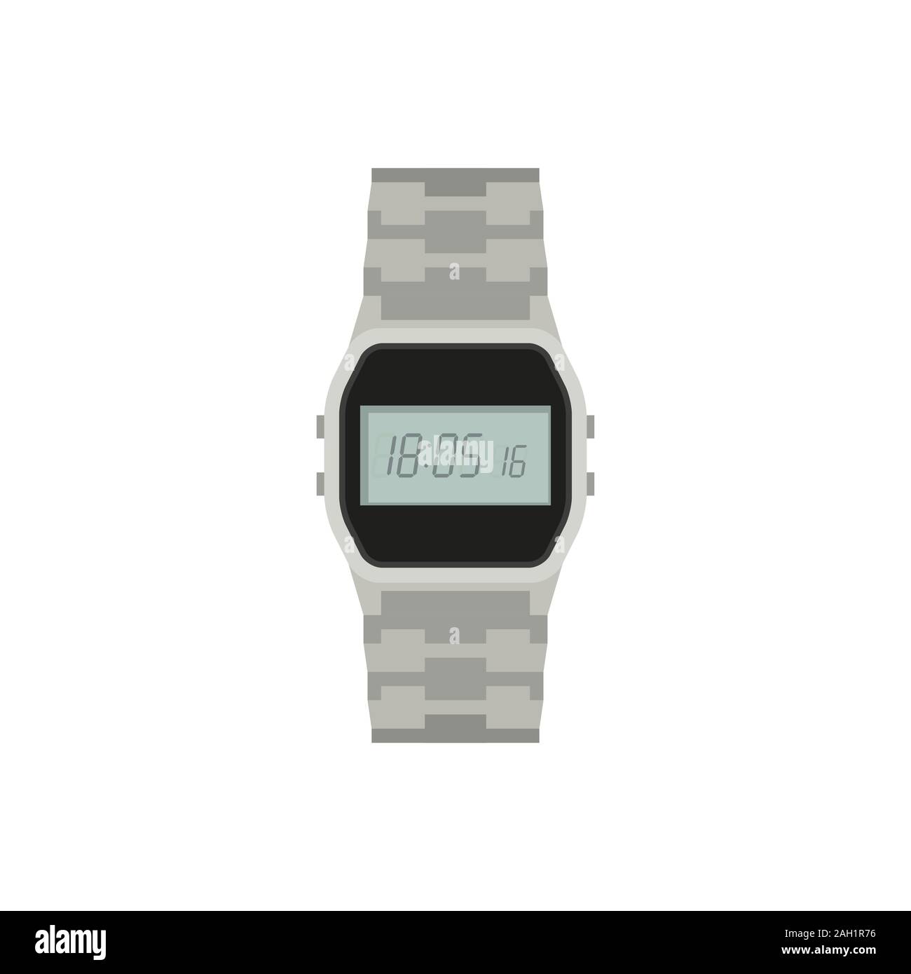 Electronic watch icon in flat style. Hand watch on white background ...