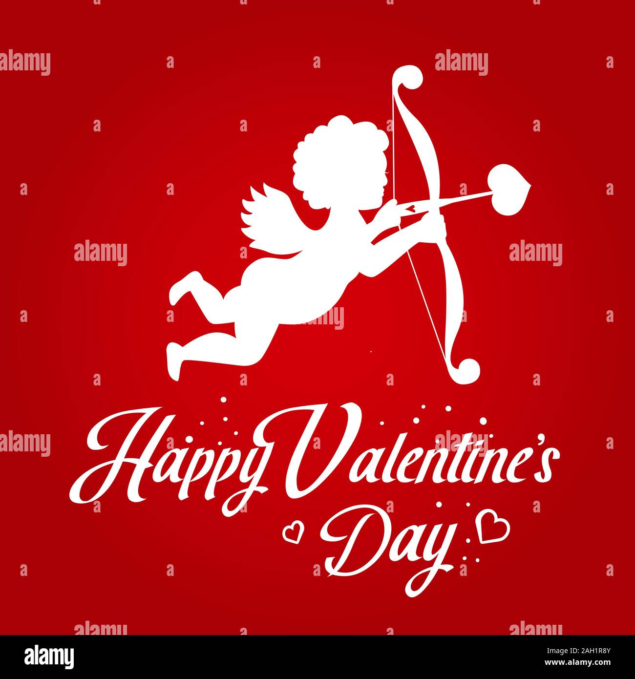 Happy Valentine's Day Cupid with hand lettering typography card ...