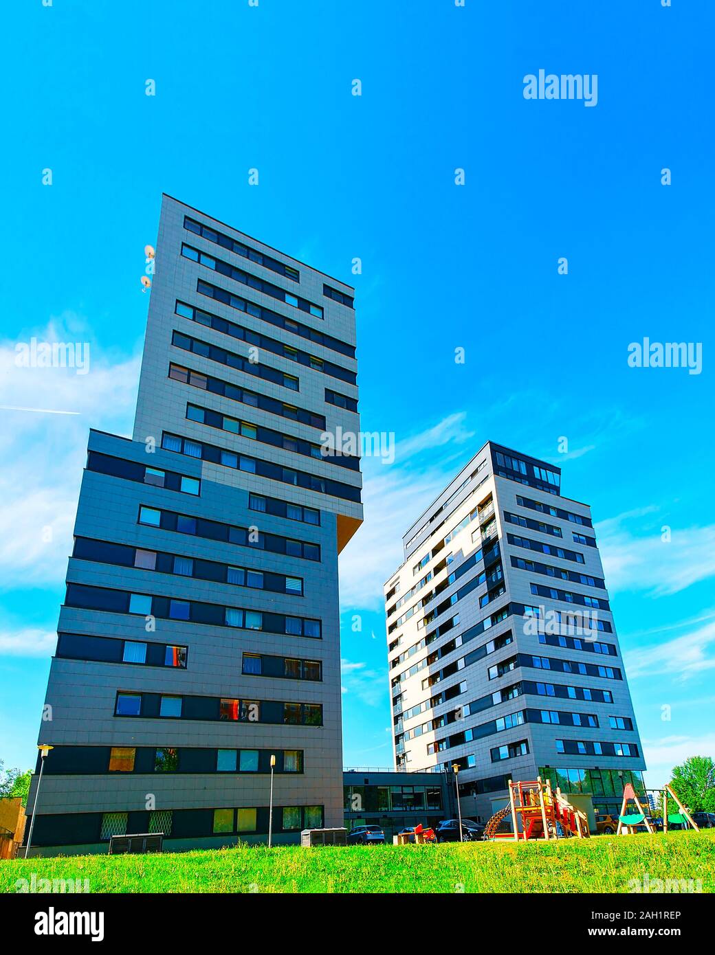 Modern residential building skyscrapers in Baltupiai district of ...